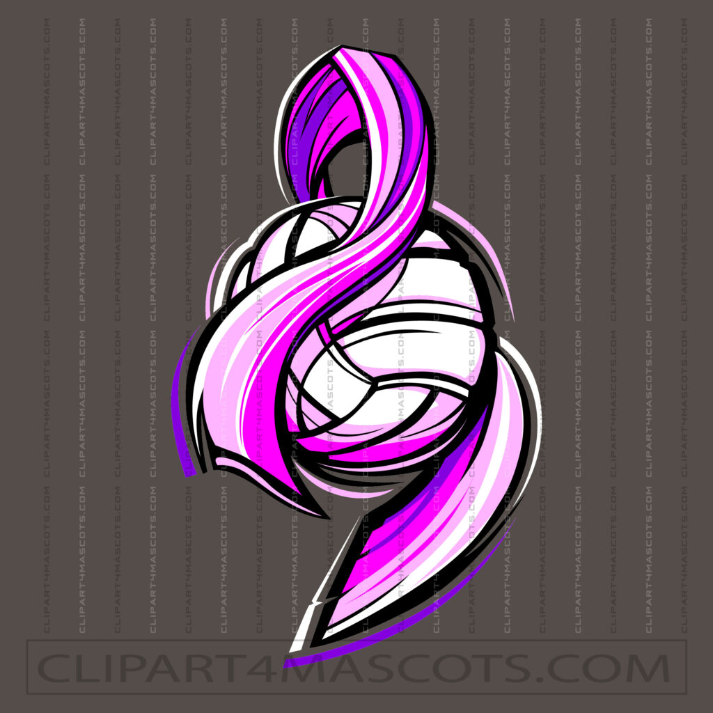 Pink Ribbon Volleyball | Vector Format | AI EPS PNG JPG