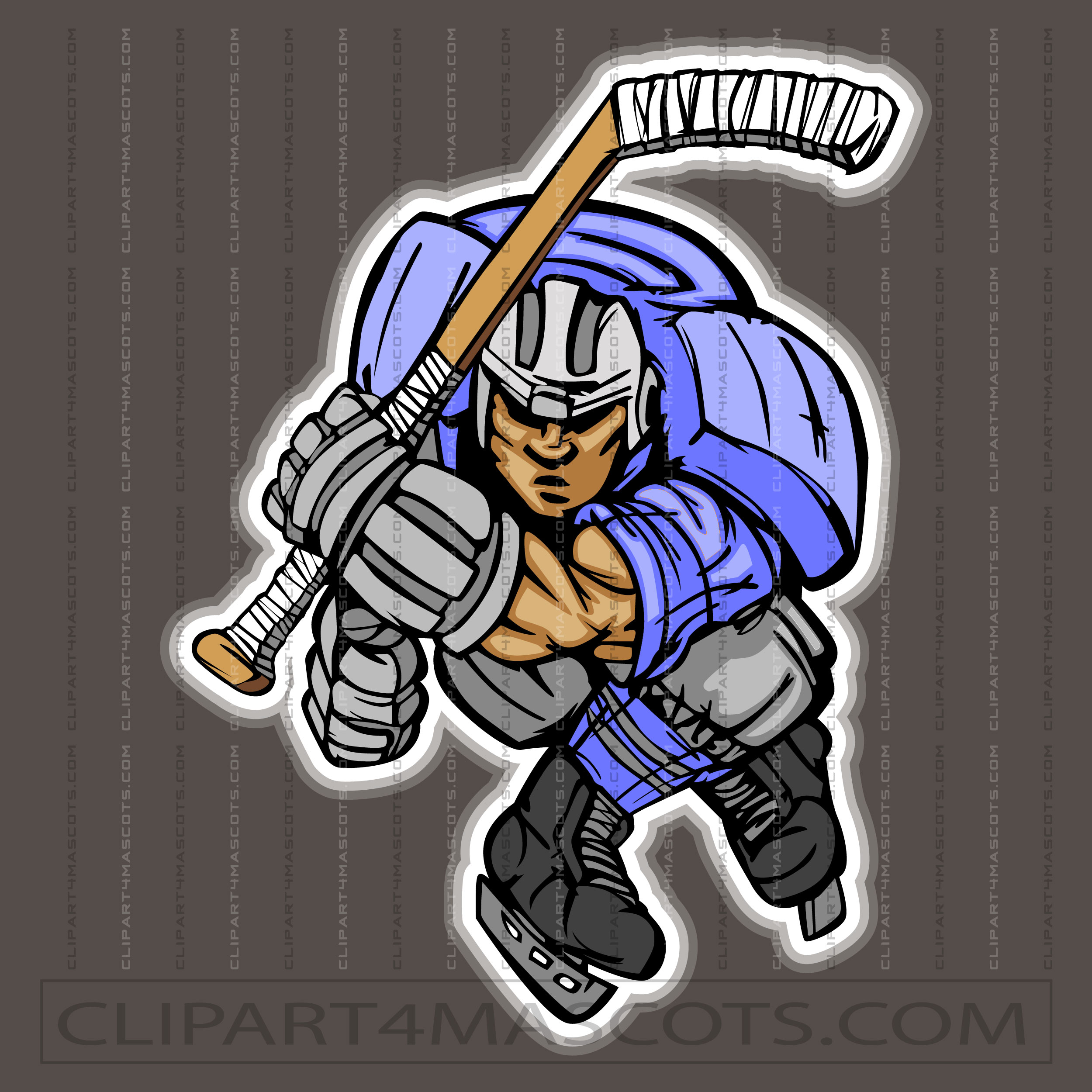 Hockey Player Cartoon | Vector Clip Art | AI JPG EPS PNG