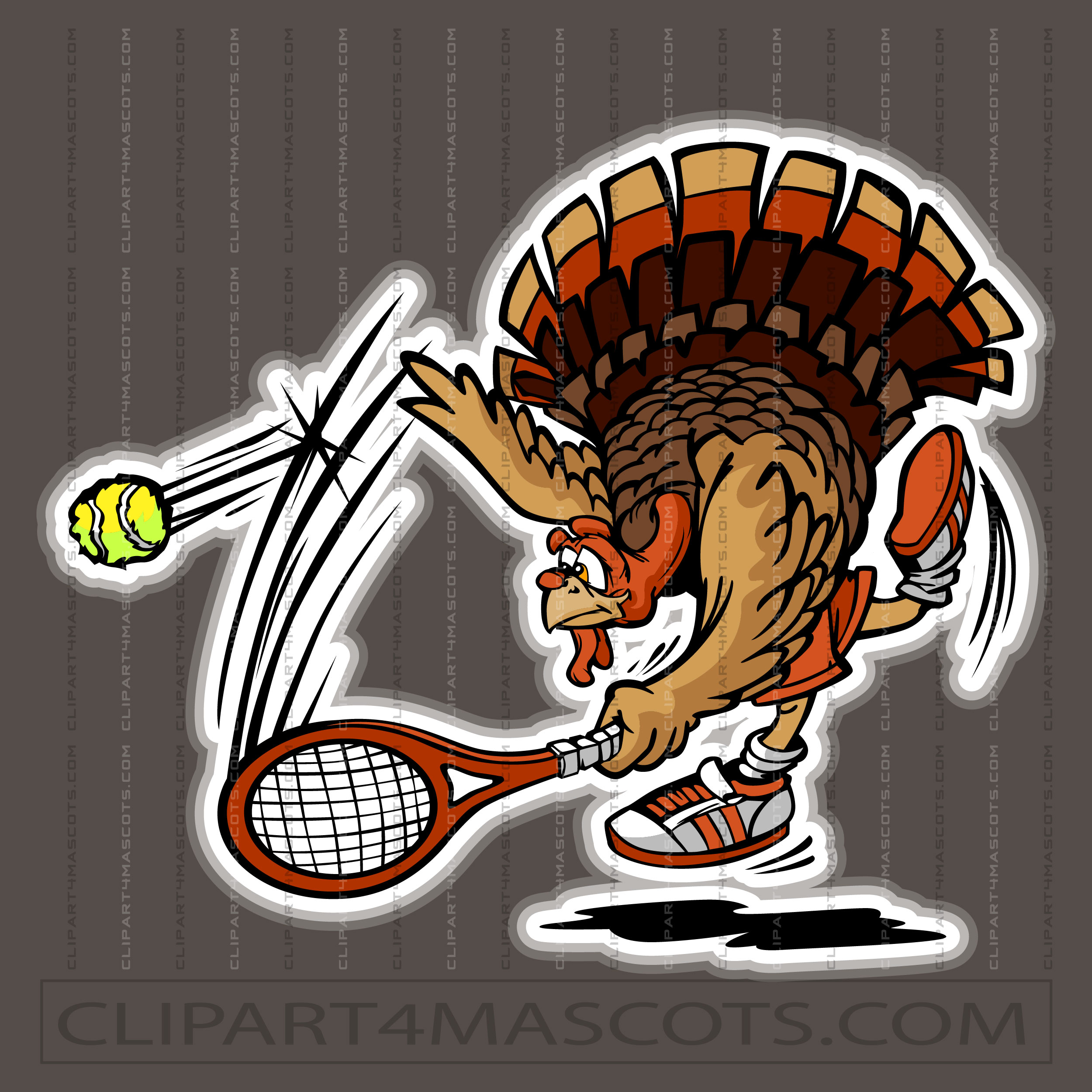 Thanksgiving Turkey Tennis Player | Clipart | AI EPS PNG JPG